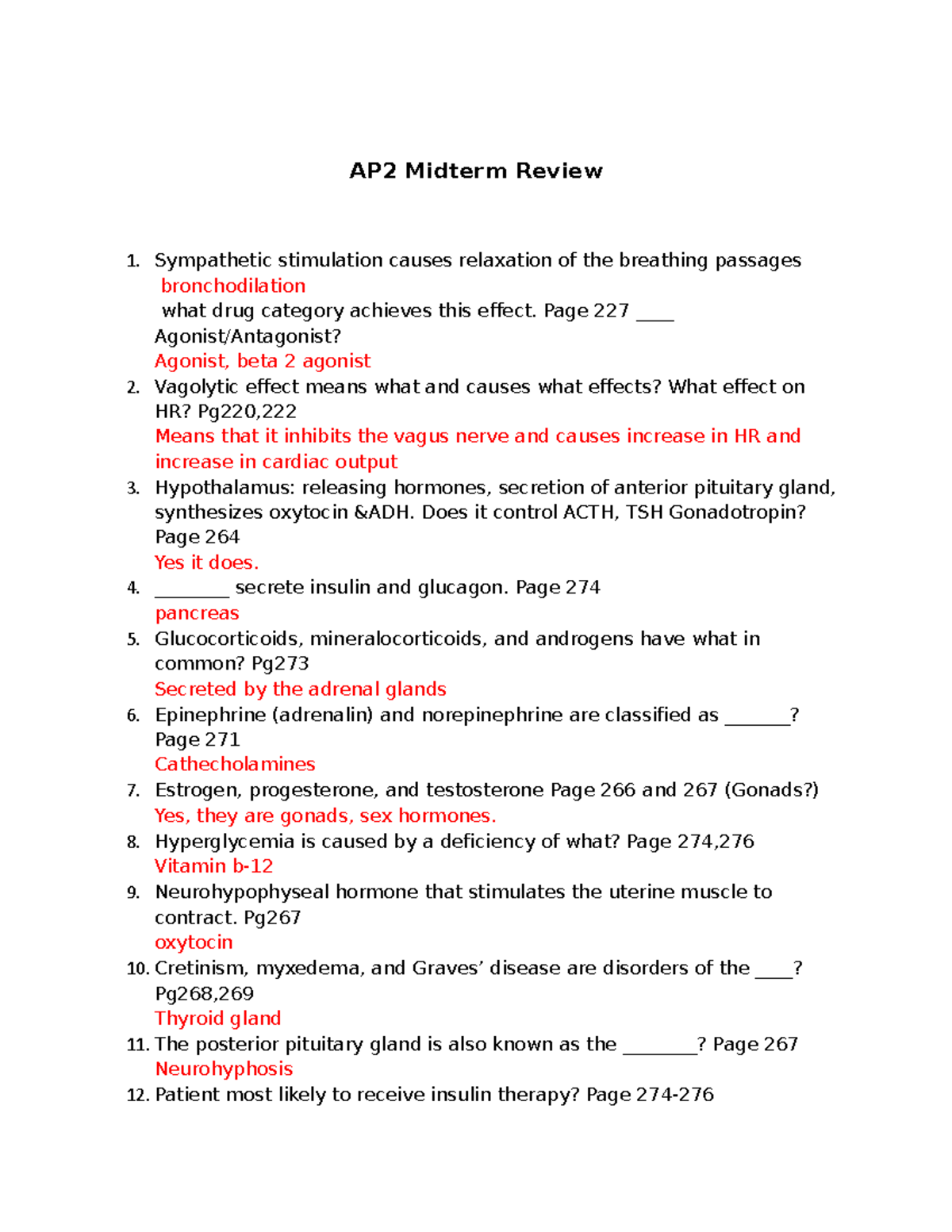 AP2 Midterm Review-1-2 - AP2 Midterm Review Sympathetic stimulation causes relaxation of the ...