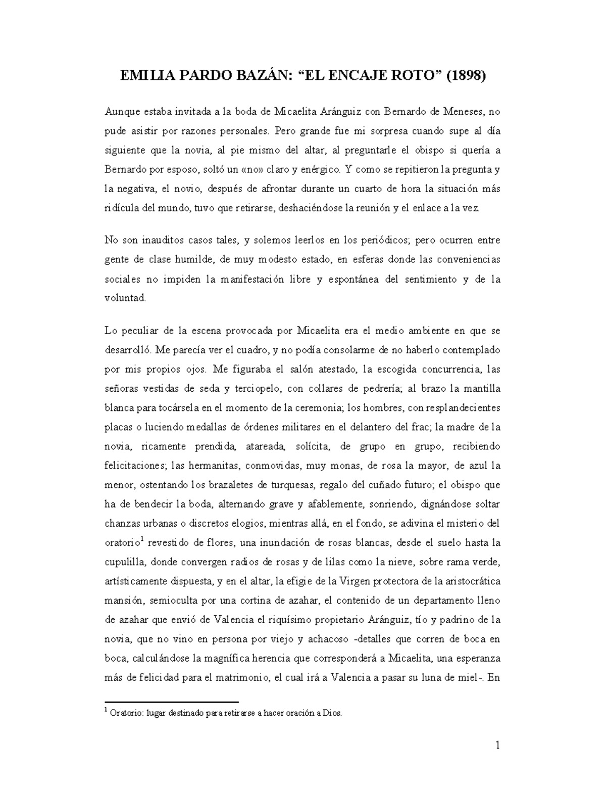 5. Pardo Bazán. El encaje roto - EMILIA PARDO BAZÁN: “EL ENCAJE ROTO ...