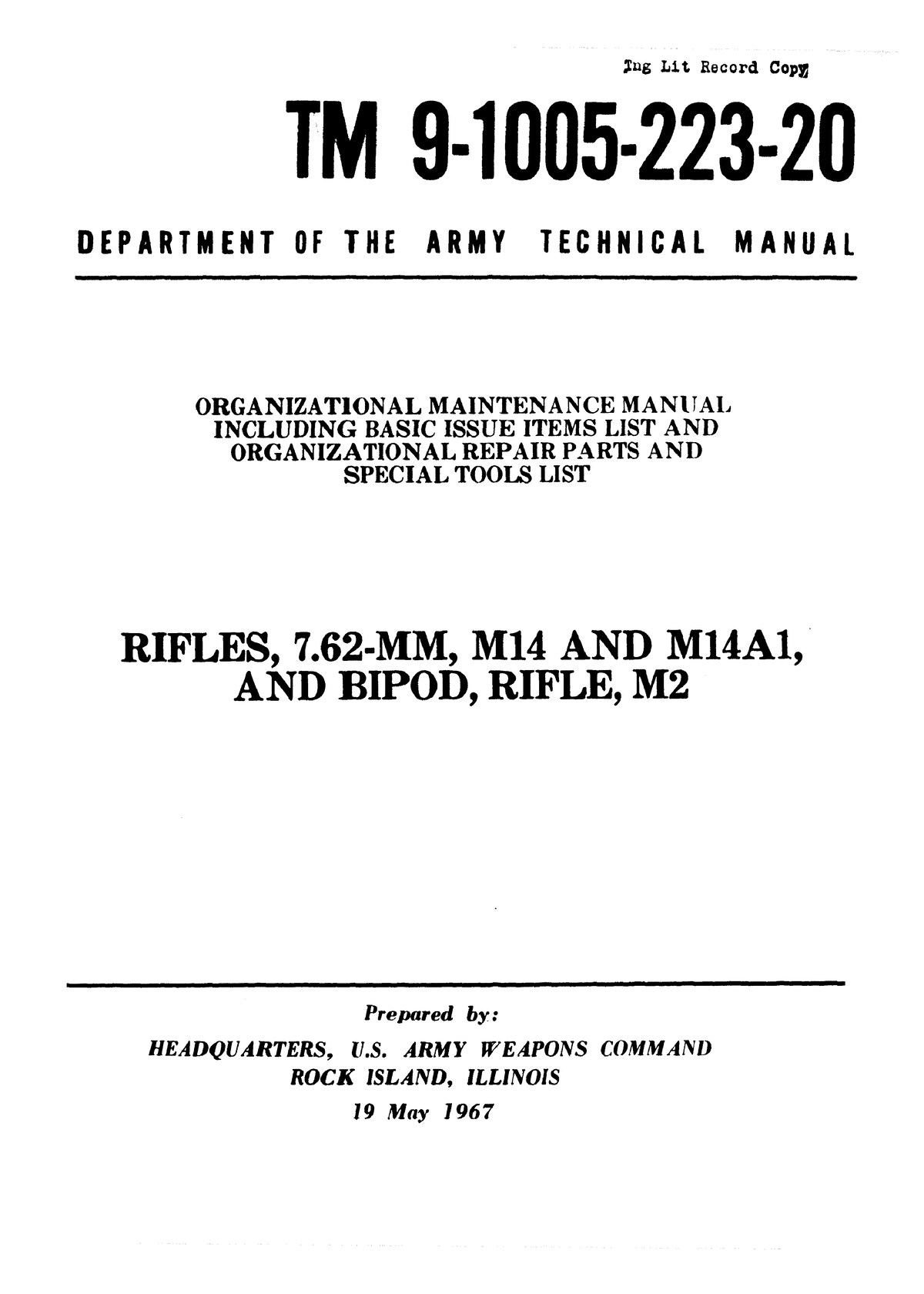 M14 TM9 1005 223 201 - weapon manual - HIS 511 - Studocu