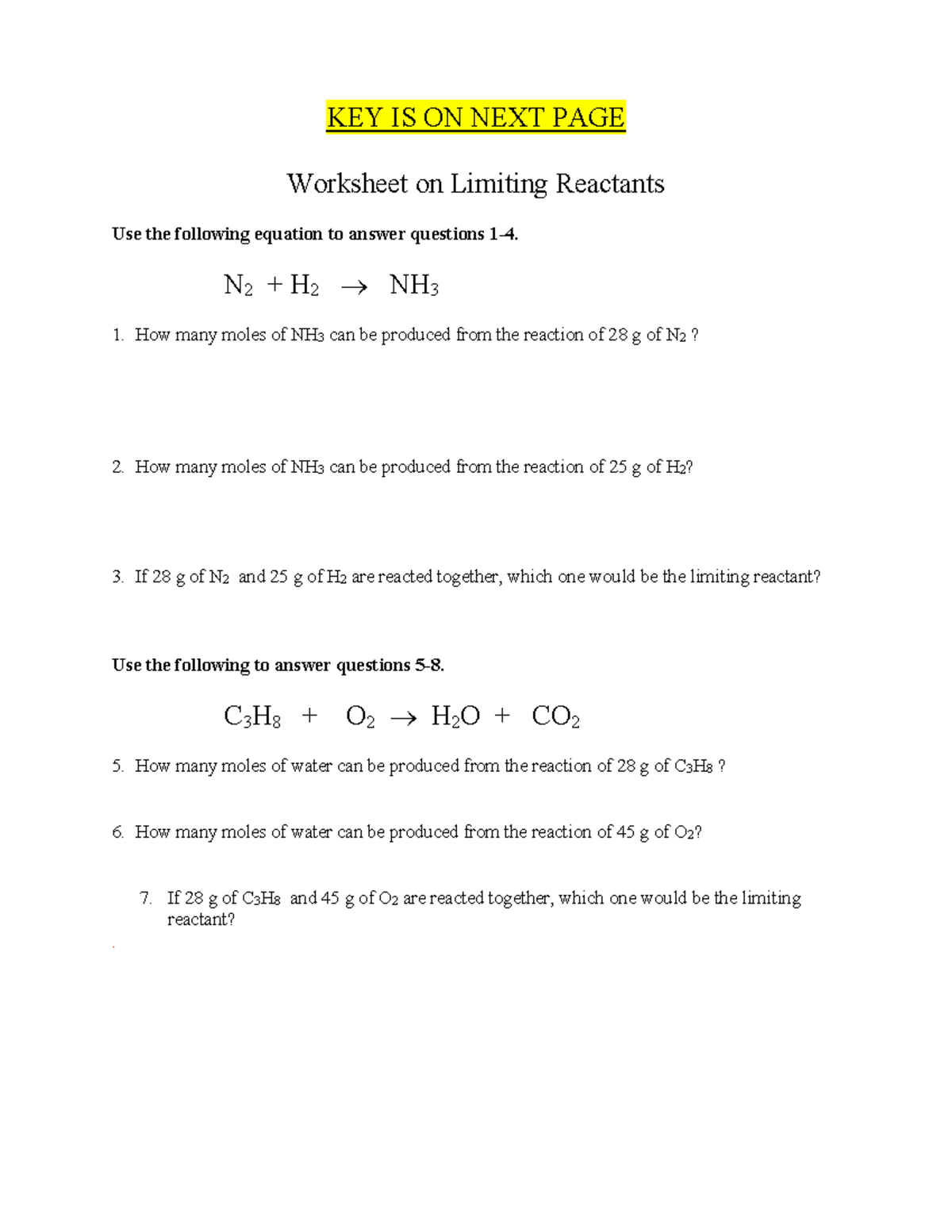 L.t - these are limiting reactants.. its how you do the work - KEY IS ...