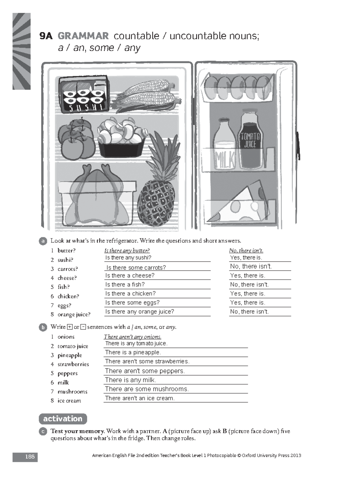 Grammar 9A - Practica de objetos contables e incontables - 186 American ...
