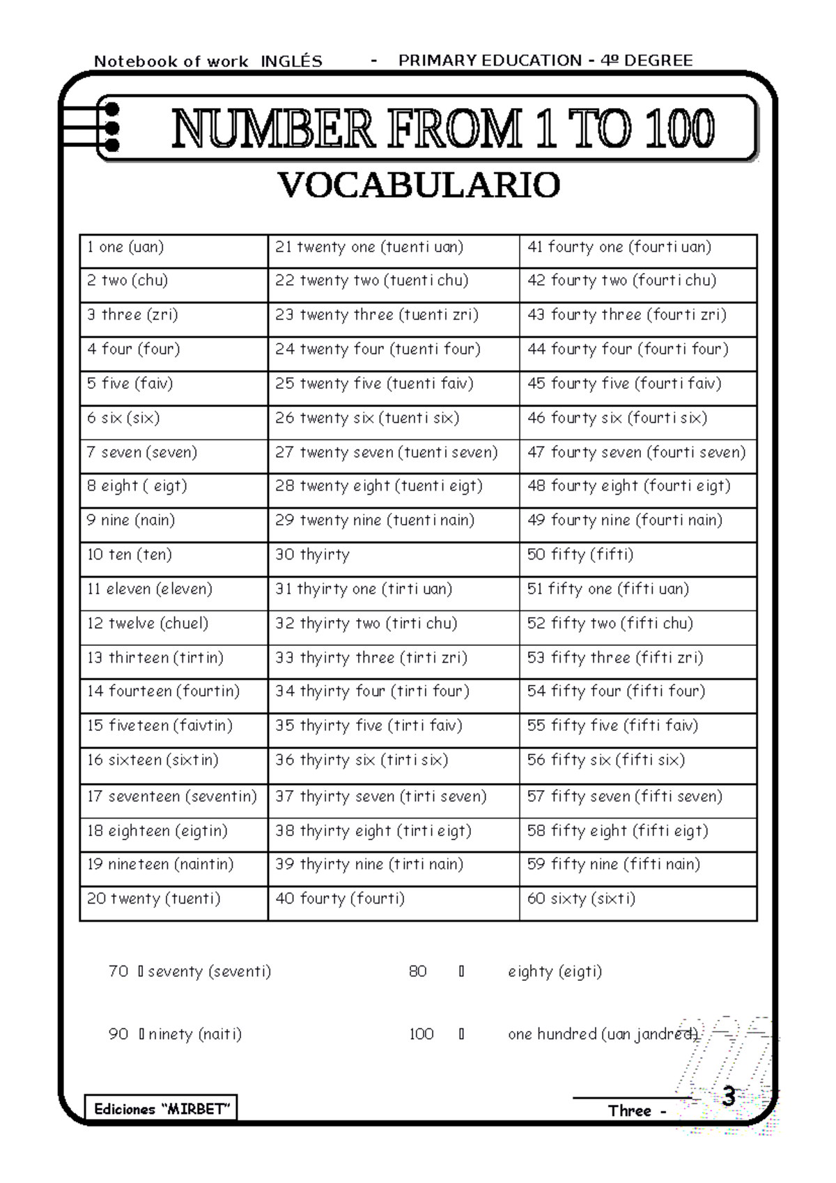 primariabdhghdkw - Ediciones “MIRBET” 3 Notebook of work INGLÉS ...