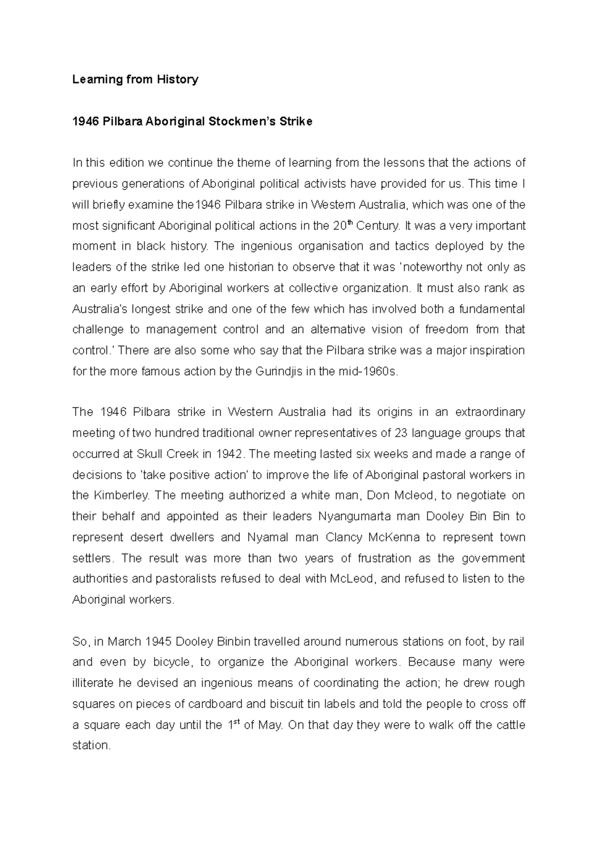 6. 1946 Pilbara Strike - Learning From History - Learning from History ...
