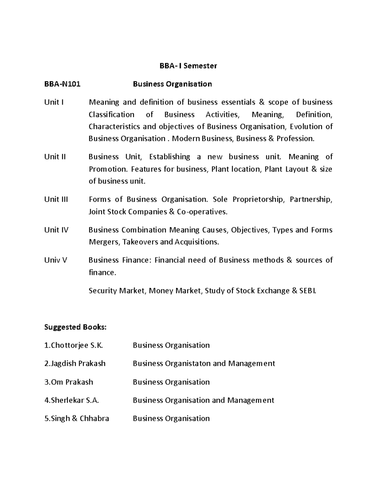 BBA - I Semester Business Organisation Unit I Meaning and definition of ...