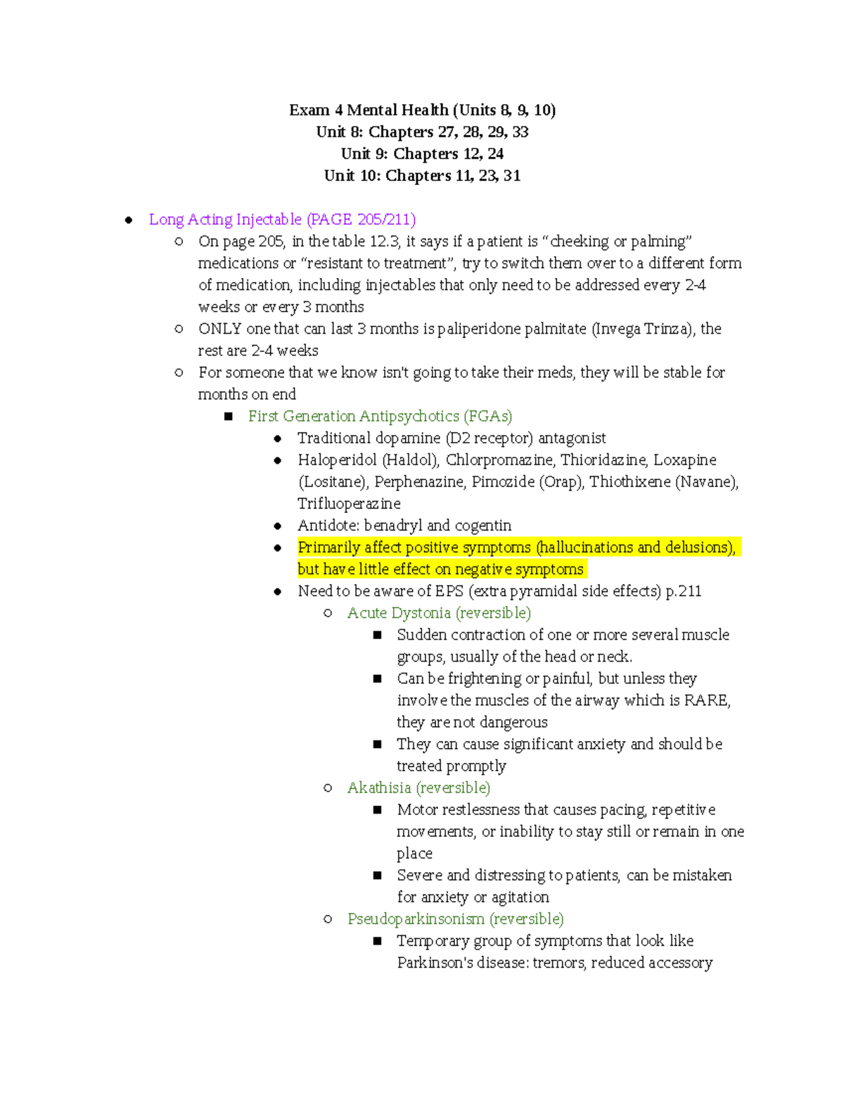 Mental Health Exam 4 - N/a - Exam 4 Mental Health (Units 8, 9, 10) Unit ...