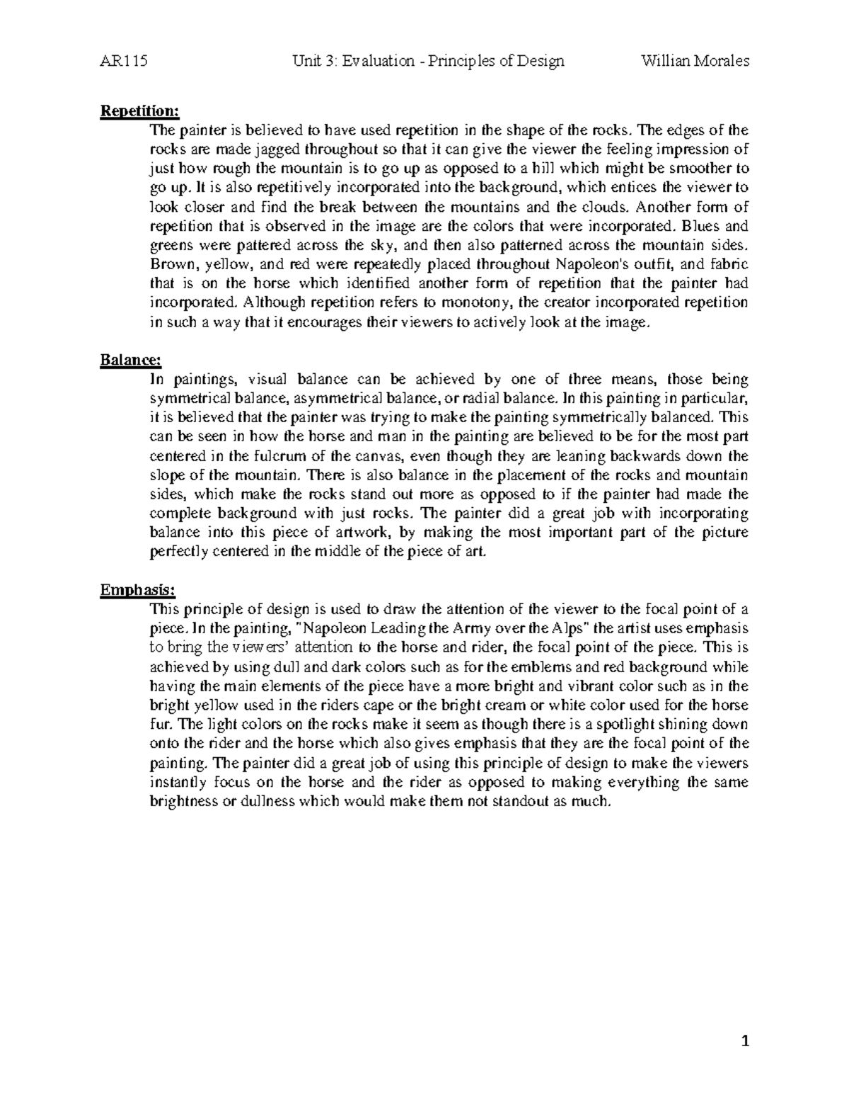 Assignment 3 - Unit 3: Evaluation - Principles of Design - AR115 Unit 3 ...