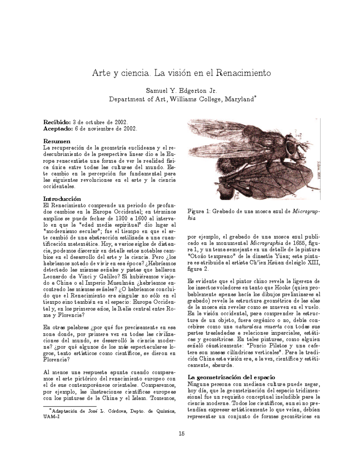 Edgerton, Samuel (2002) “Arte y ciencia. La visión del Renacimiento ...