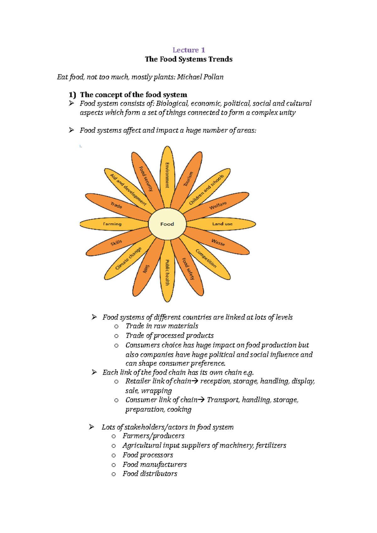 Lecture 1 - The Food Systems Trends - Lecture 1 The Food Systems Trends ...