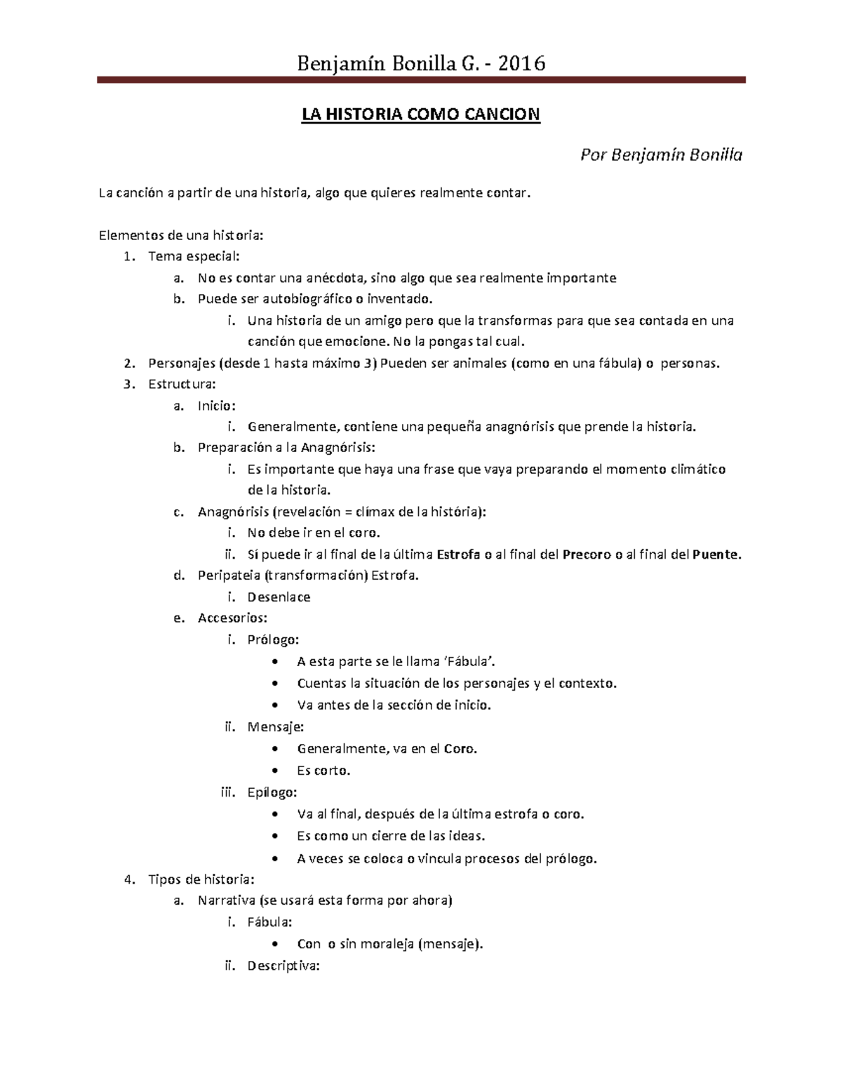 07 LA Historia COMO Cancion - Benjamín Bonilla G. - 2016 LA HISTORIA ...