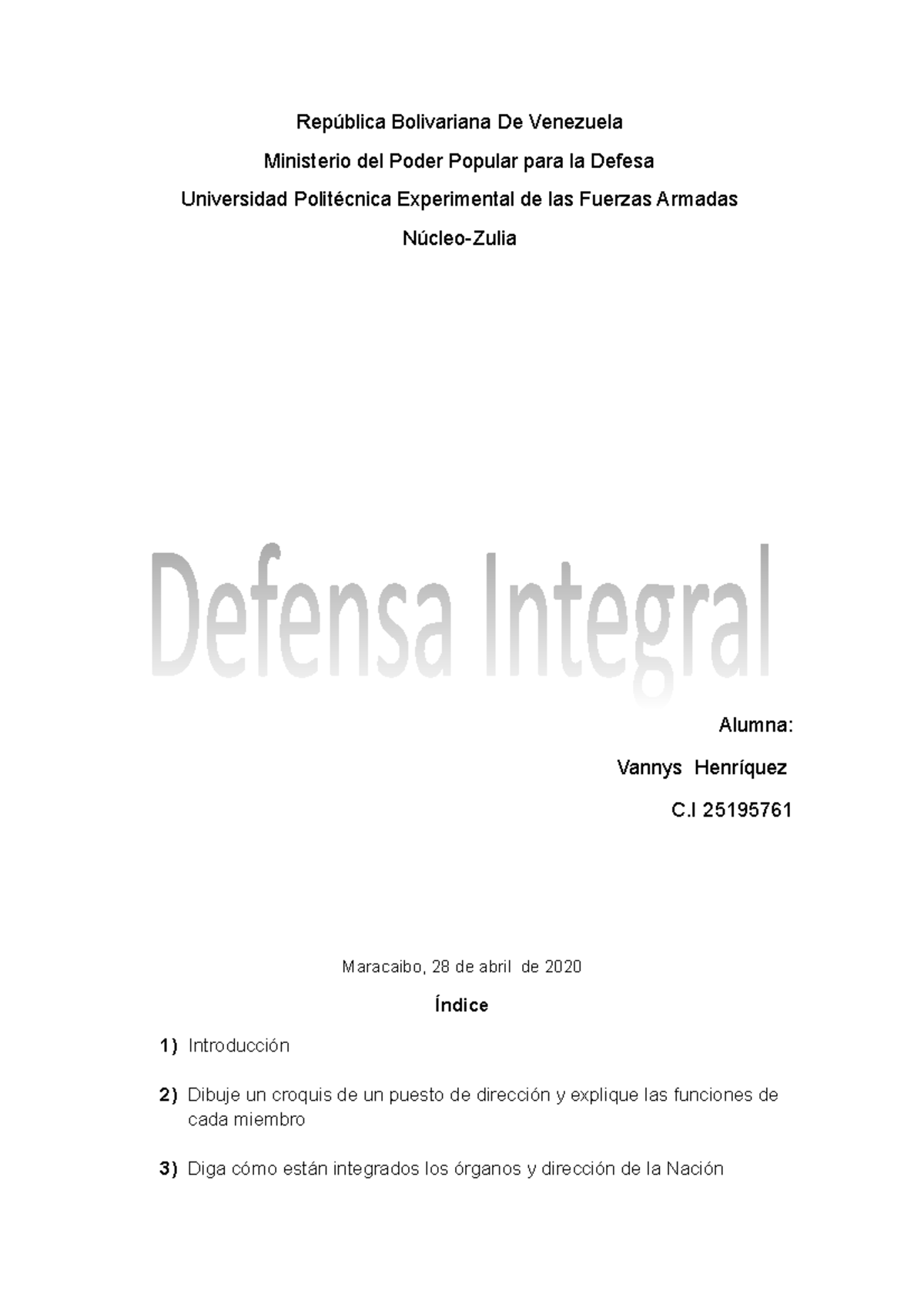 Defensa integral - xxxxxxxxxxxxxxxc xx - República Bolivariana De ...