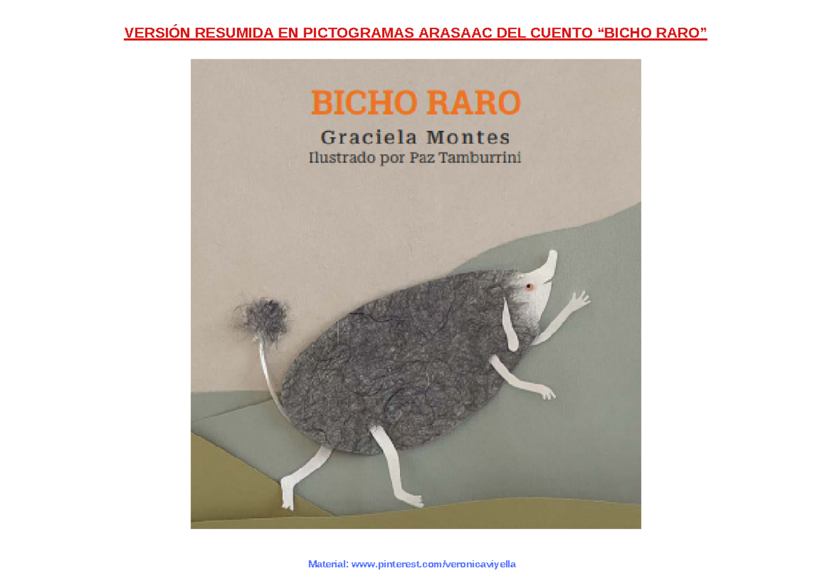 Bicho RARO ( Pictogramas) - VERSIÓN RESUMIDA EN PICTOGRAMAS ARASAAC DEL ...