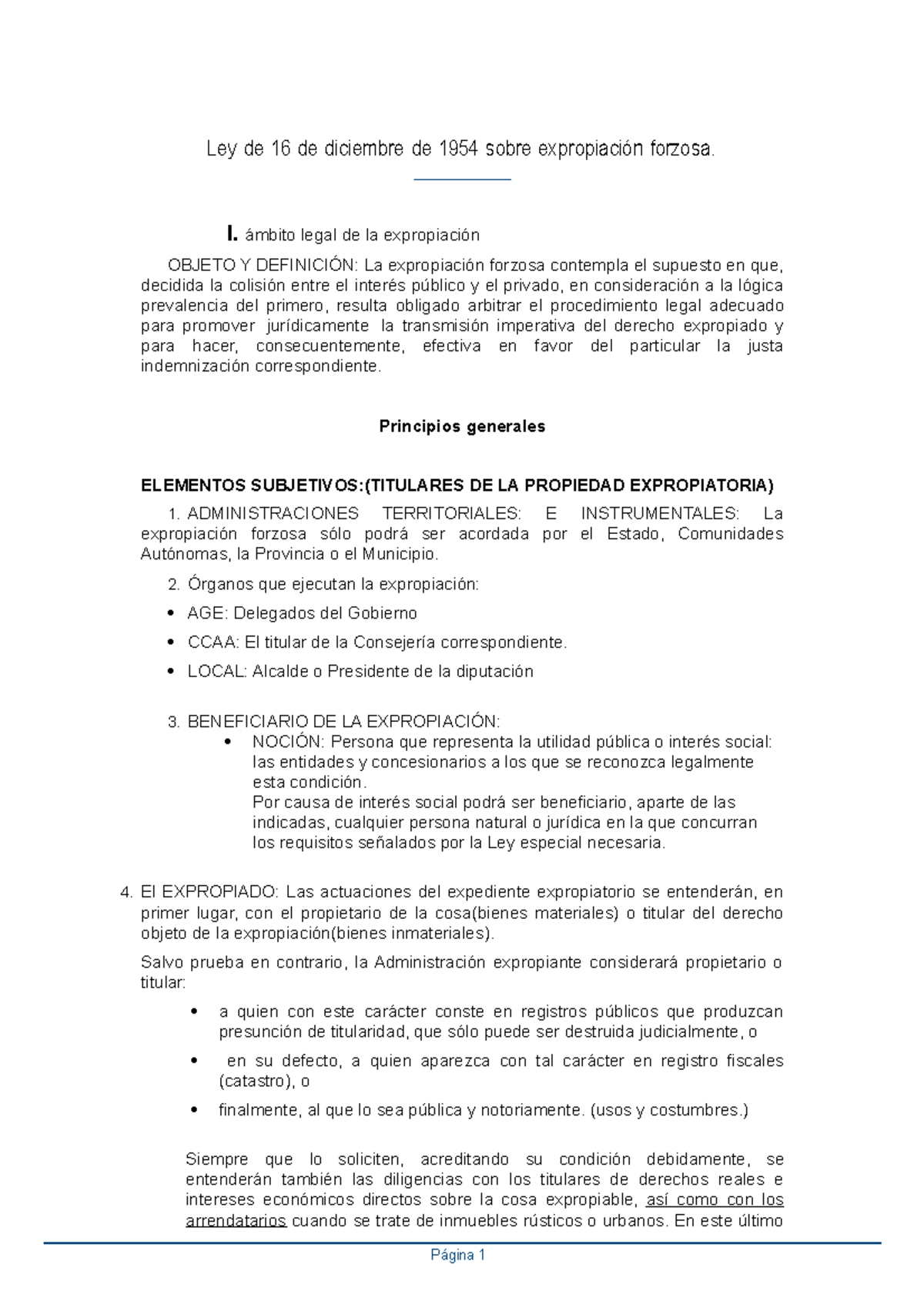 LEY DE Expropiacion Forzosa - Ley de 16 de diciembre de 1954 sobre ...