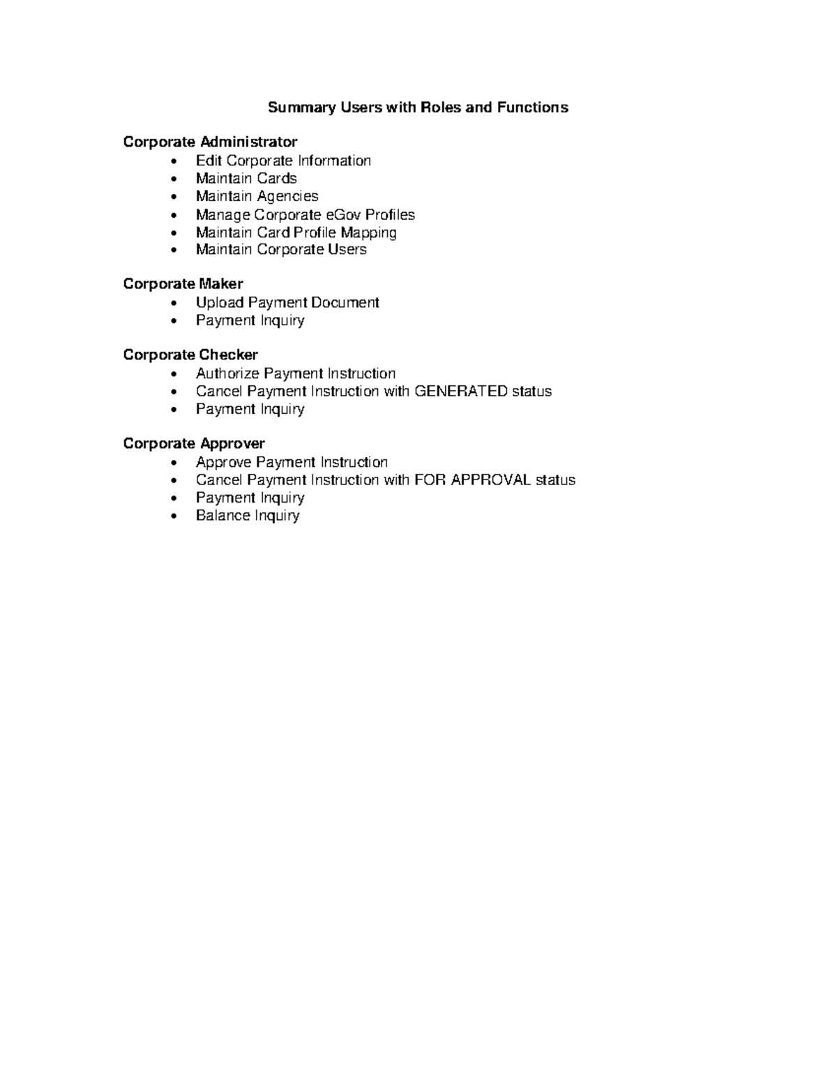 E Gov Corporate Users Manual updated - Summary Users with Roles and ...