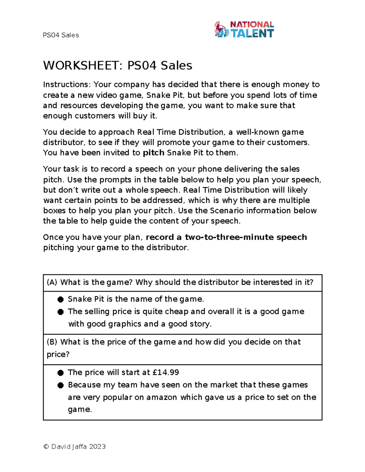 1-Sales Worksheet - yes - WORKSHEET: PS04 Sales Instructions: Your ...