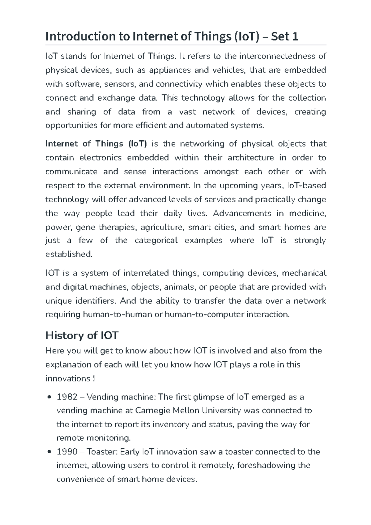Introduction to IOT - Introduction to Internet of Things (IoT) – Set 1 ...