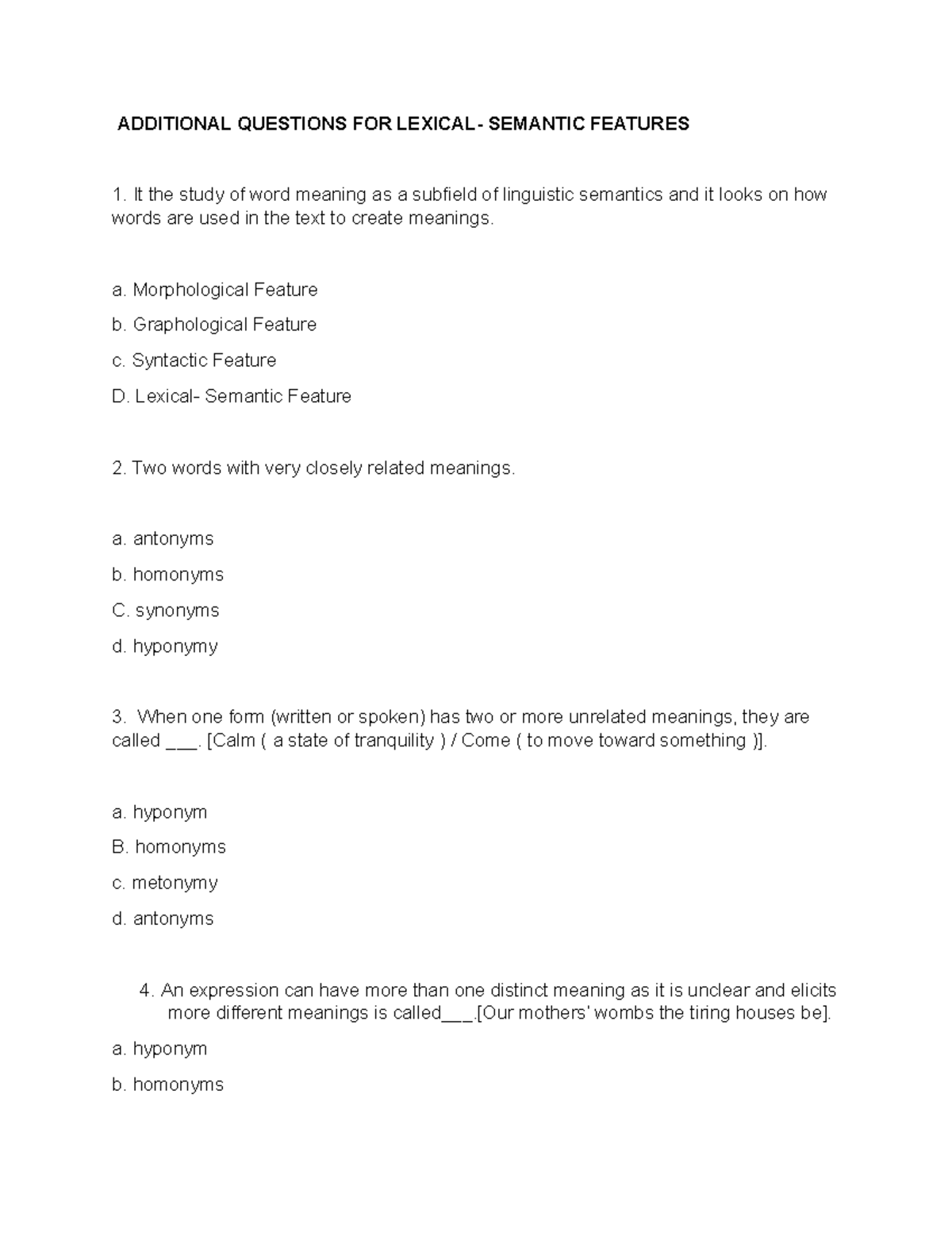 Additional Questions- Lexical- Semantics-Palman Alyssa - ADDITIONAL ...