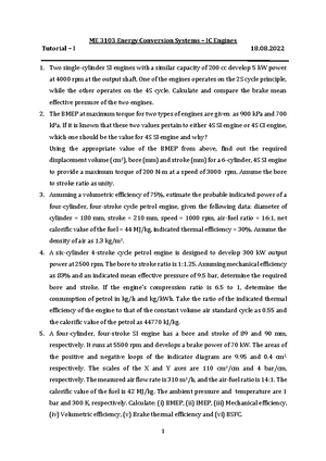 Solution Tutorial 2 ME3201 2 - Energy conversion systems - Studocu