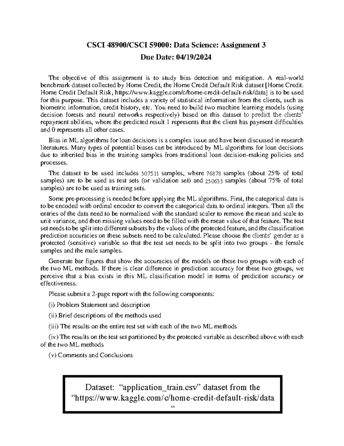 Assignment 3-2 - CSCI 48900/CSCI 59000: Data Science: Assignment 3 Due Date: 04/19/ The ...