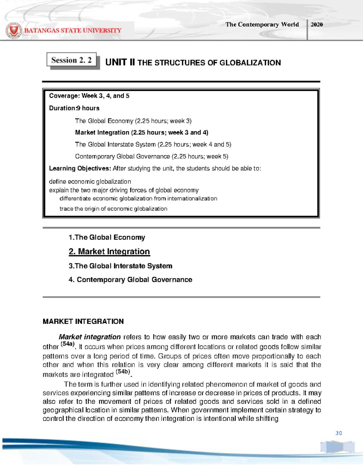 Unit 2 Session 2.2 Market Integration - UNIT II THE STRUCTURES OF ...