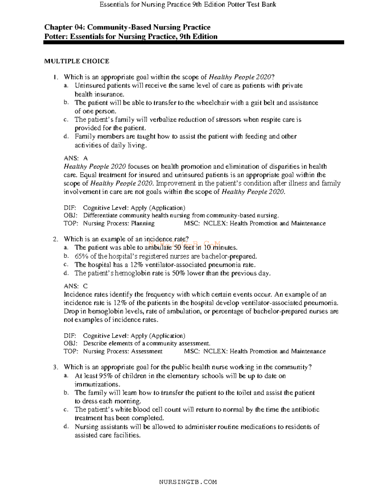 978032348184704 - Test bank question fundies - NURSINGTB Chapter 04 ...