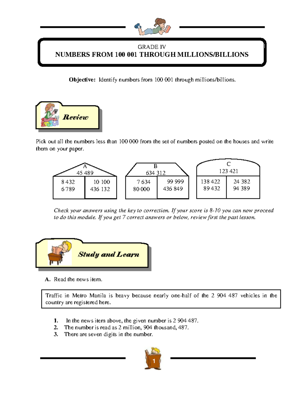 01 Numbers FROM 100 001 Throug - Objective: Identify numbers from 100 ...