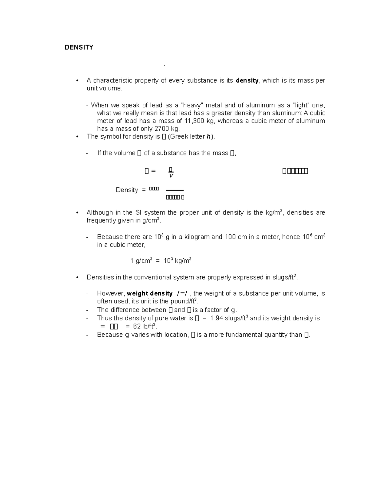IM-19 Physics for Engineers - DENSITY . A characteristic property of ...