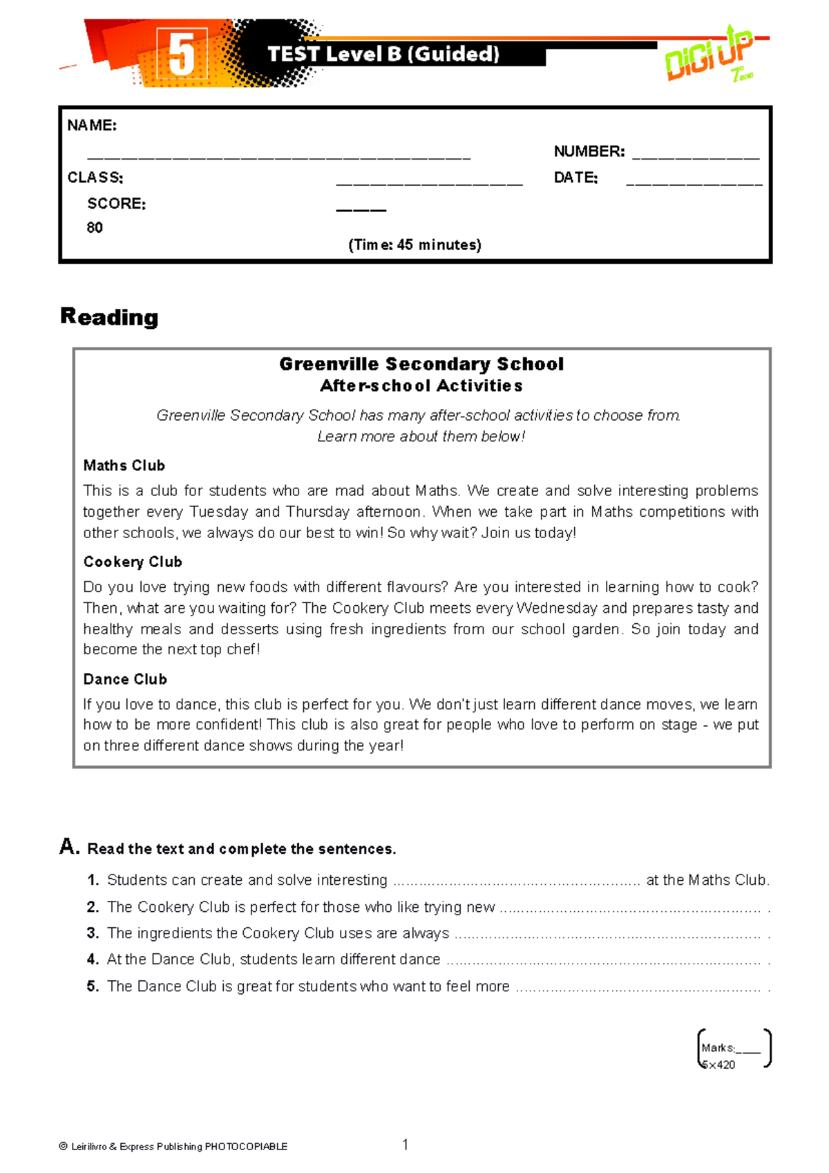 DIGI UP 7ANO MOD5 TEST Level B - NAME ...