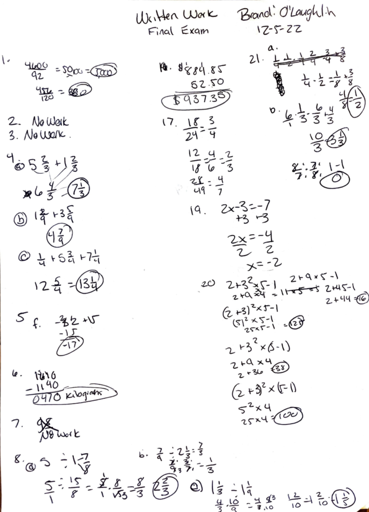 Math final written work - 2-. AJaUJ~t ?,. ~~(,. ~ - Ci .-l~