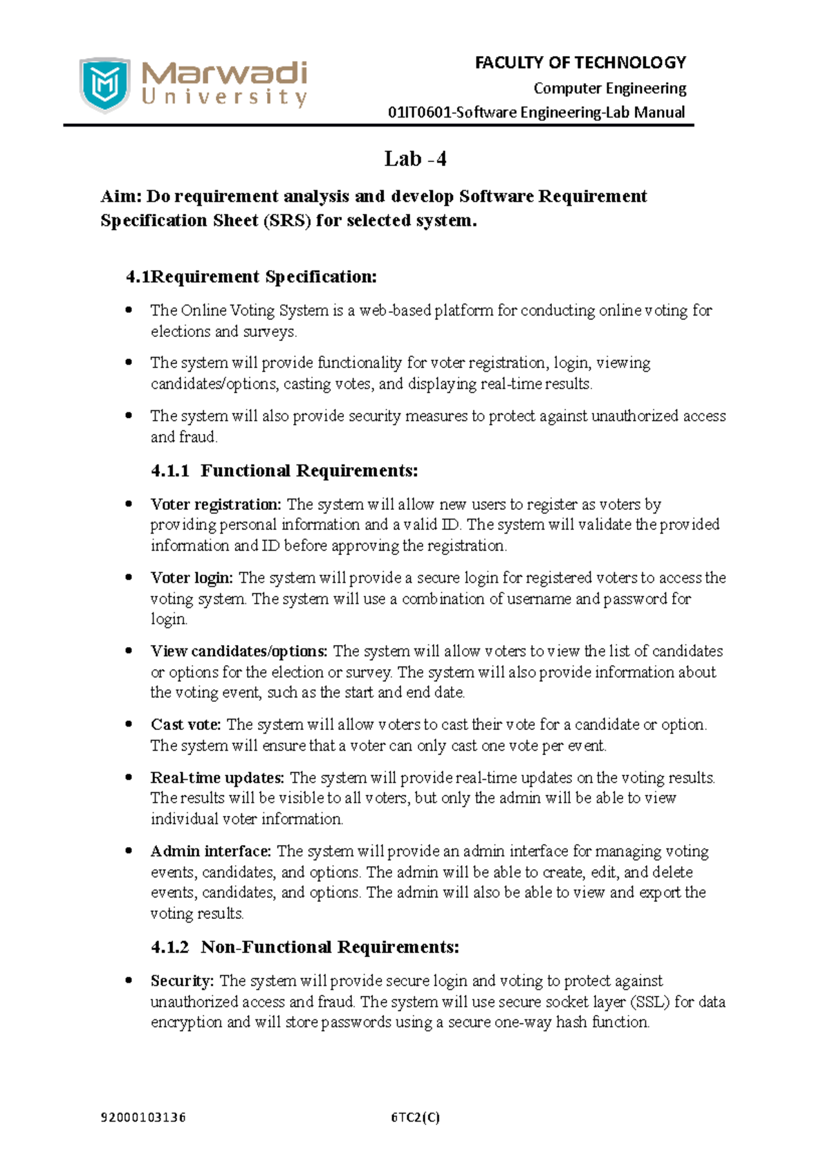 Srs - FACULTY OF TECHNOLOGY Computer Engineering 01IT0601-Software ...