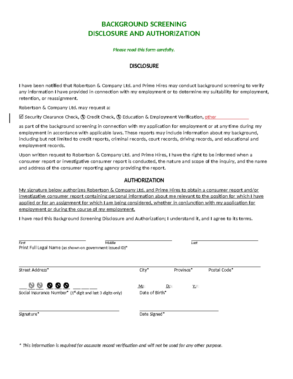 TD Disclosure Form Word Doc - BACKGROUND SCREENING DISCLOSURE AND ...