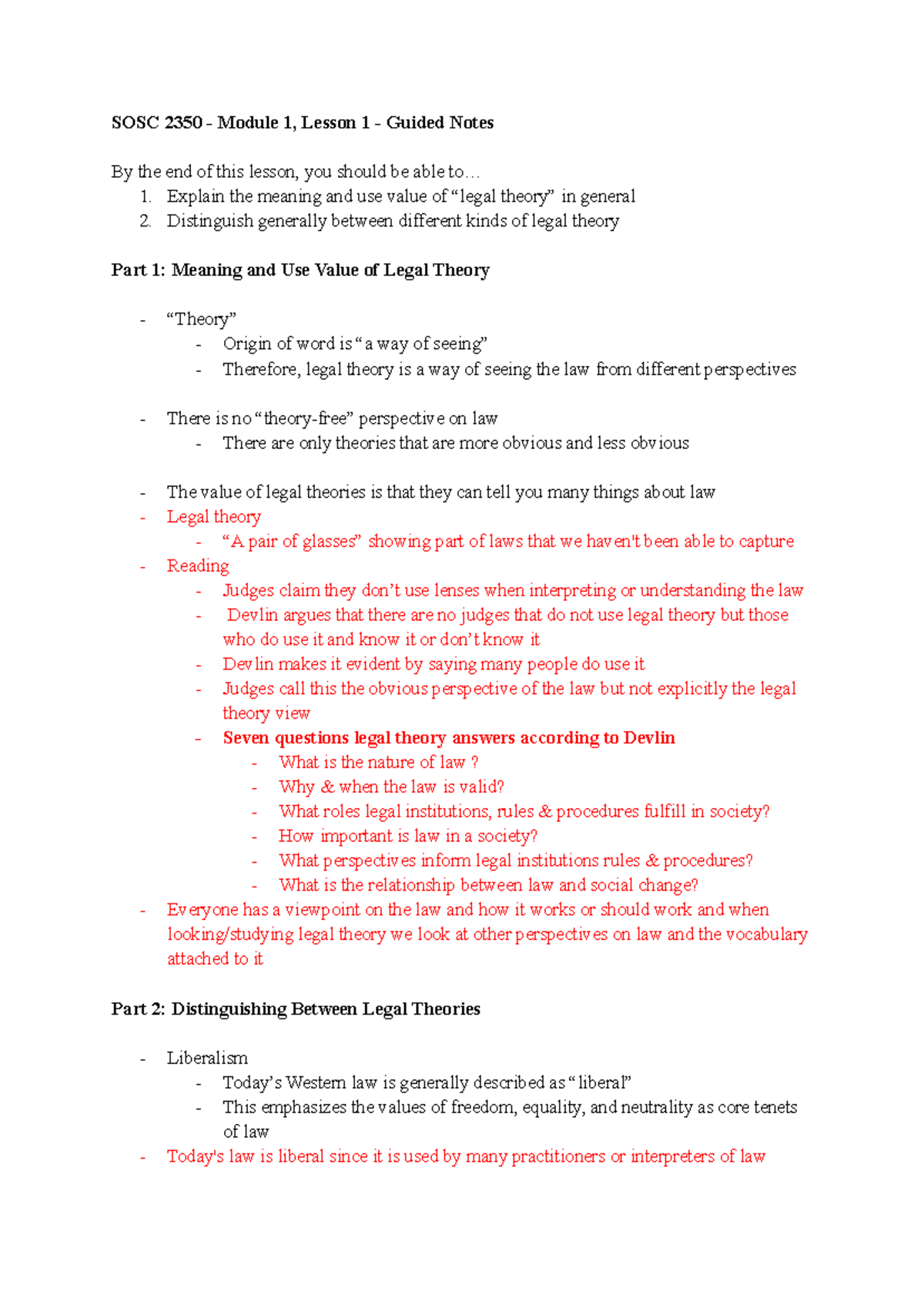 Module 1, Lesson 1 Lecture Notes - SOSC 2350 - Module 1, Lesson 1 ...
