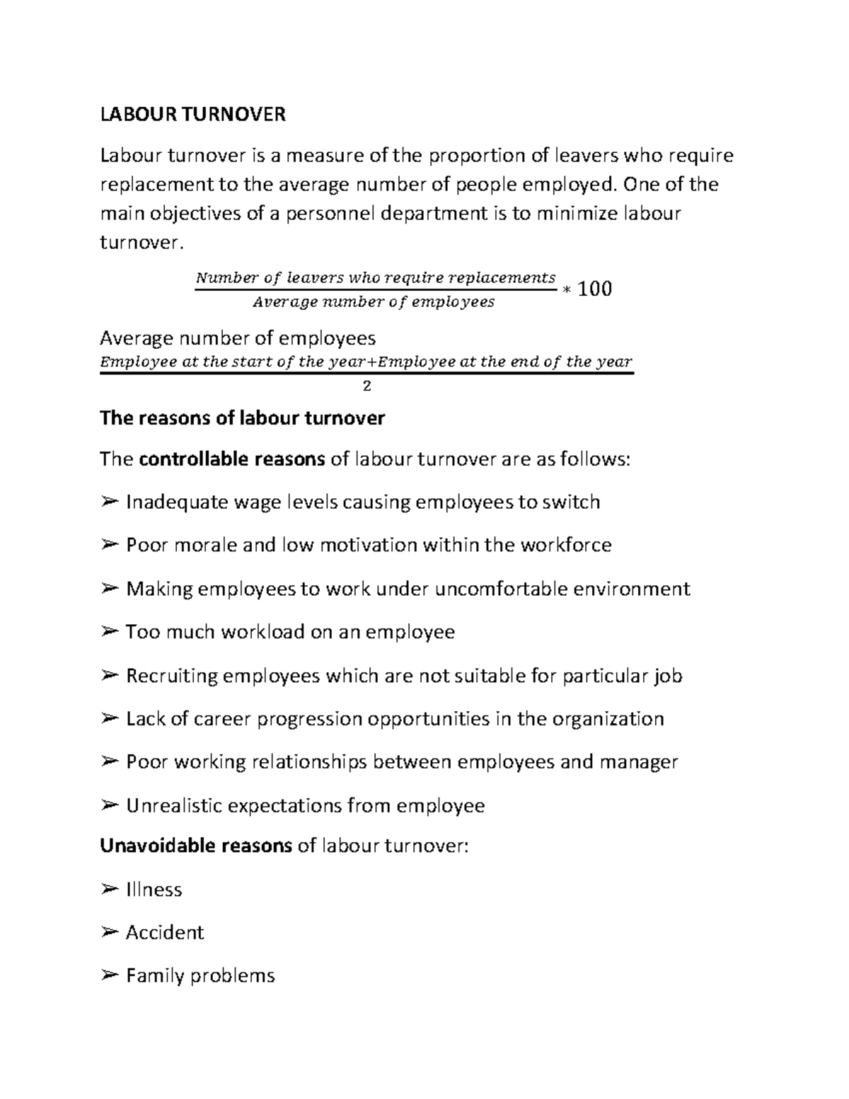 Labour Turnover - Most of the students are difficult to find which cost ...
