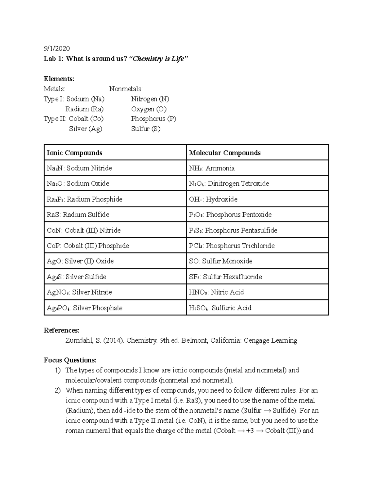 Lab 1 2 Lab 1 And 2 91 Lab 1 What Is Around Us “chemistry Is Life” Elements Metals 