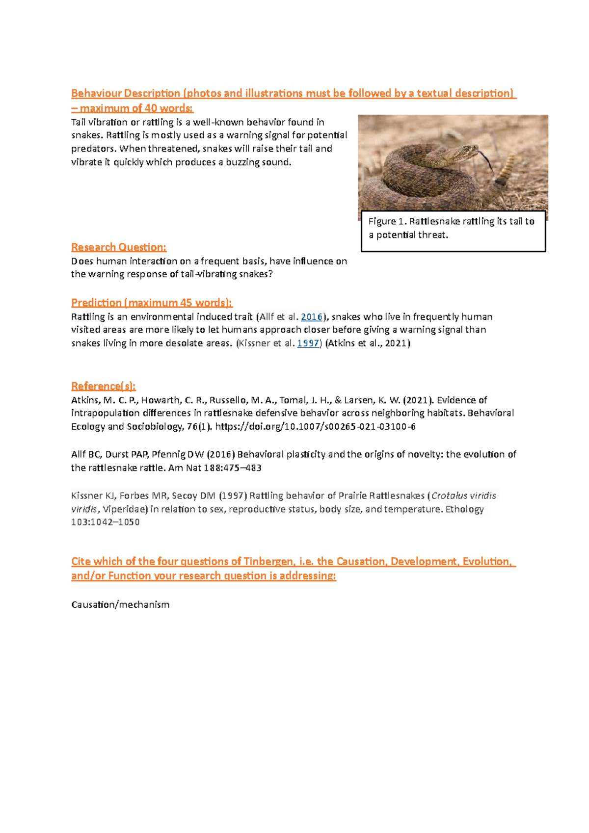 Individual assignment animal behaviour - Behaviour Description (photos ...