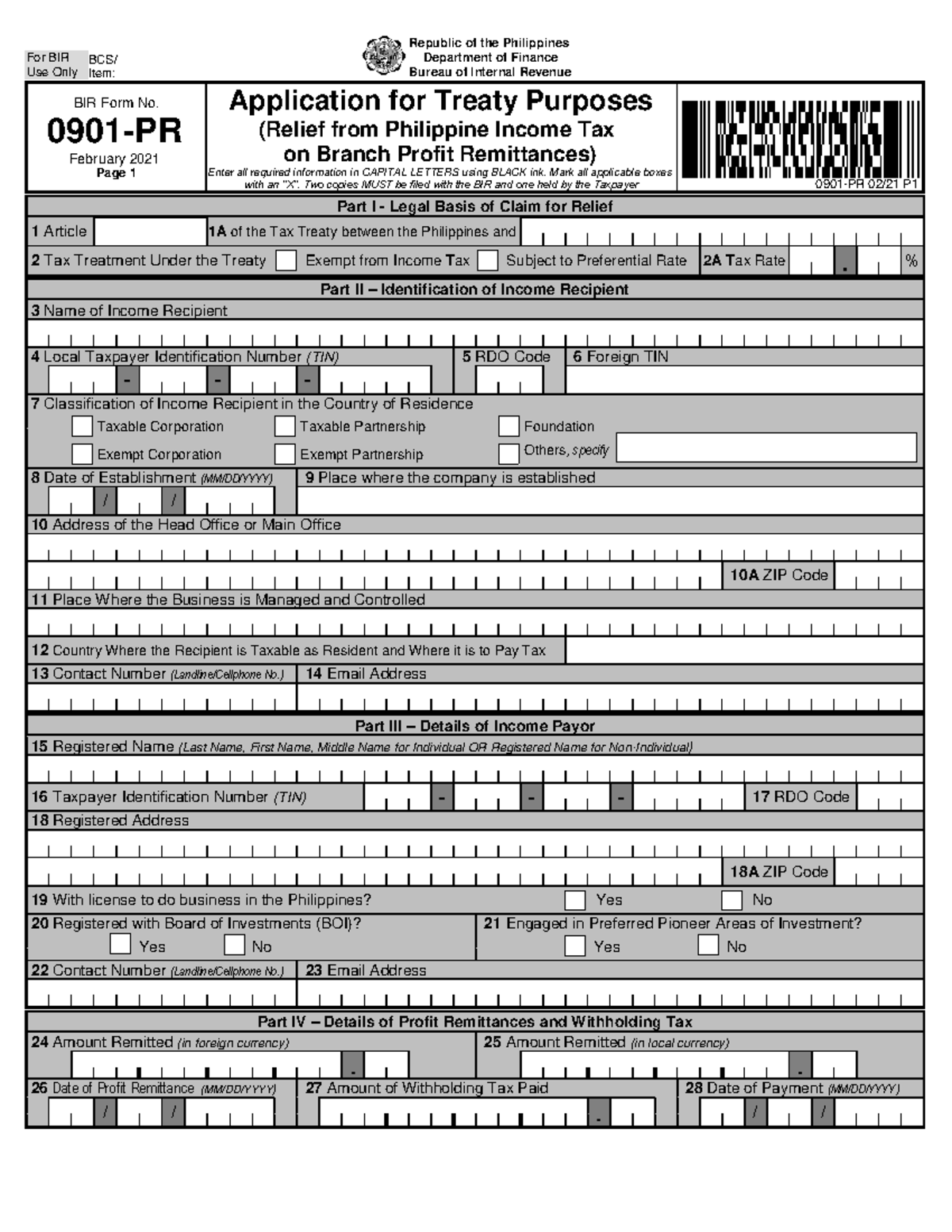 0901-PR Final 03.2021 2 - BIR Form No. 0901 - PR February 2021 Page 1 ...
