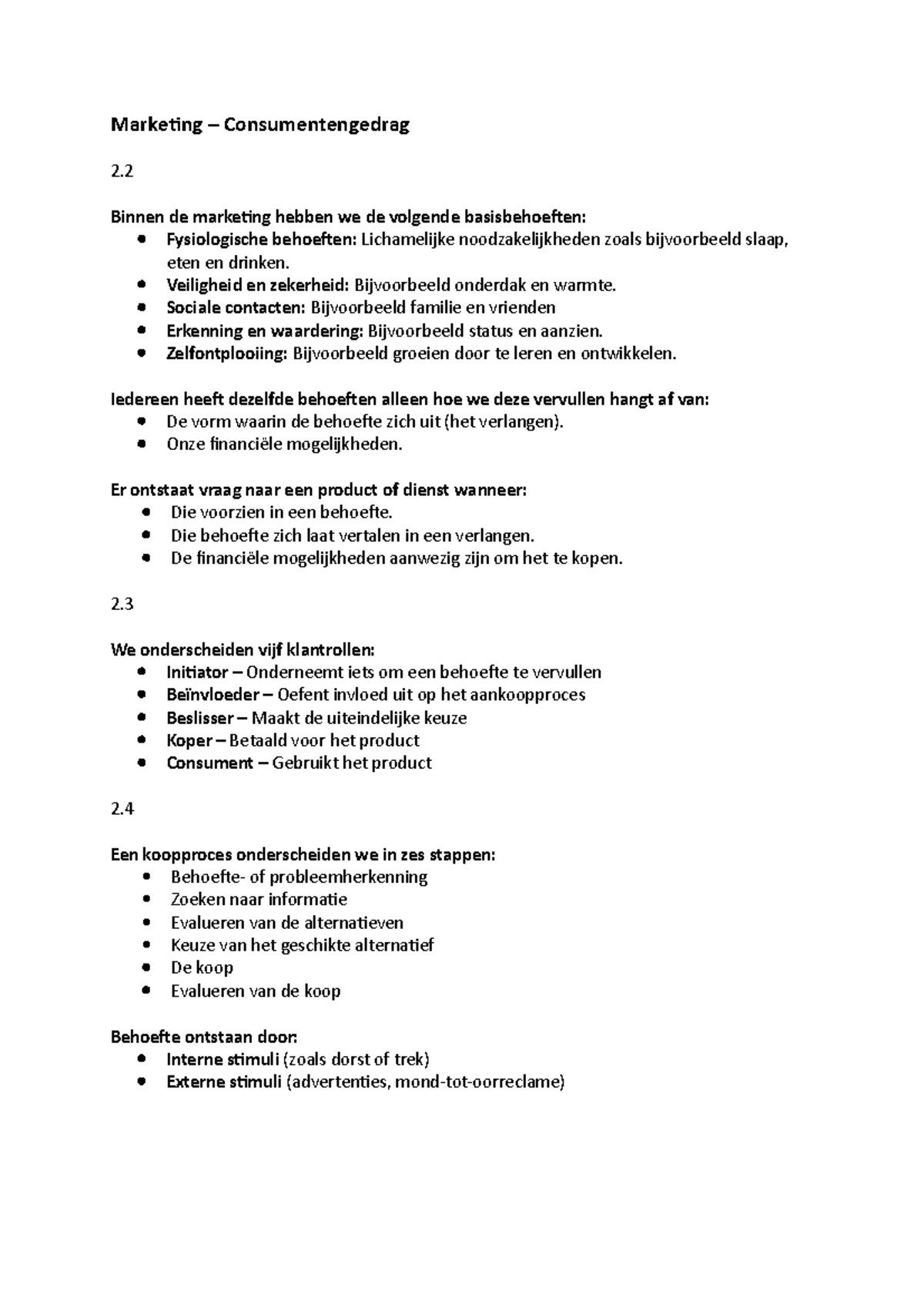 Consumentengedrag - Samenvatting - Marketing – Consumentengedrag 2 ...