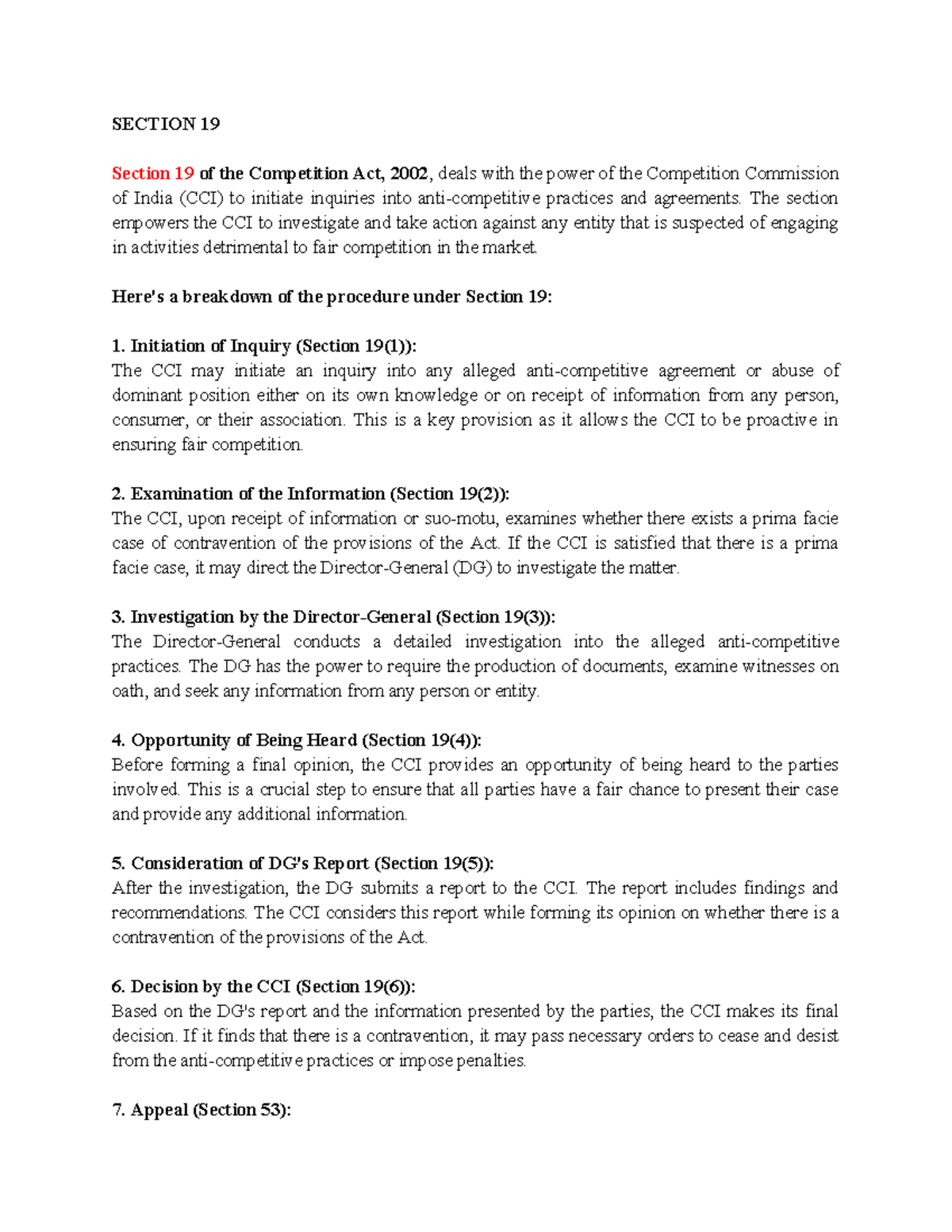 Section 19 - ascascasc - SECTION 19 Section 19 of the Competition Act ...