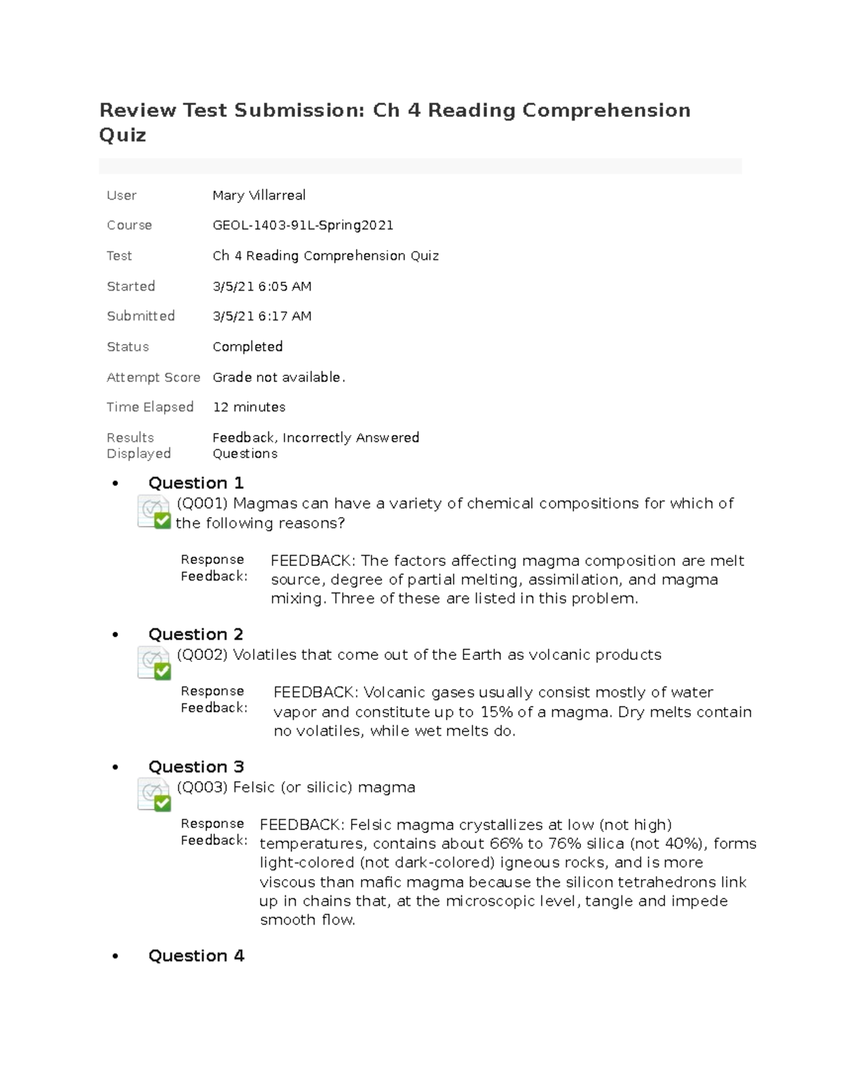Quiz Reading comprehenshion Chapter 4 Rocks - Review Test Submission ...