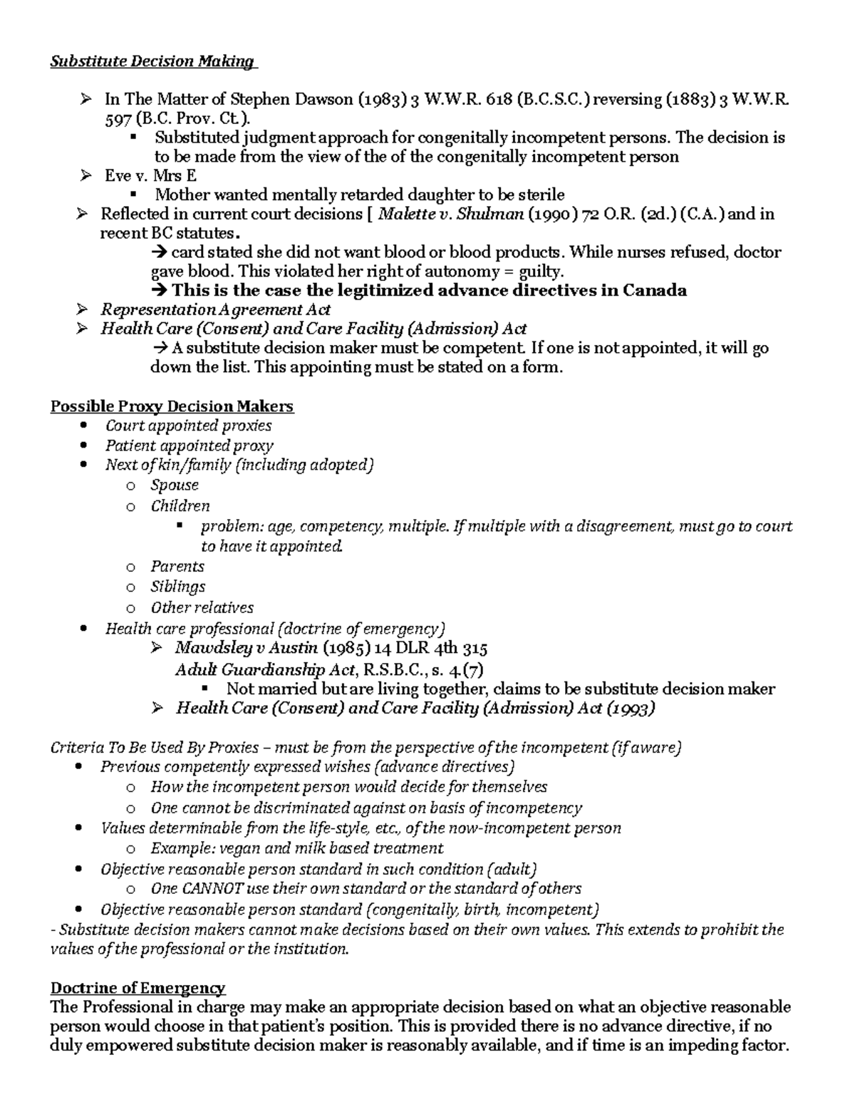 Substitute Decision Making oct 2 - Substitute Decision Making In The ...
