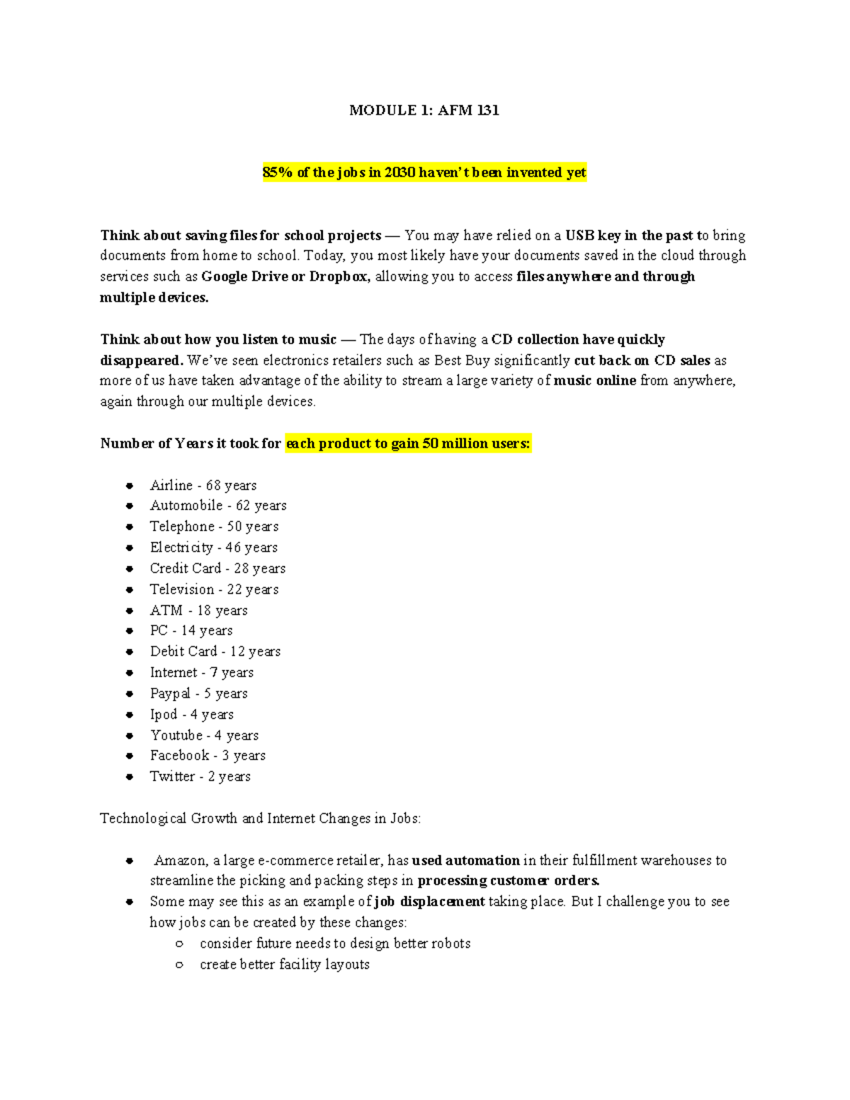 AFM EXAM - all mod notes - MODULE 1: AFM 131 85% of the jobs in 2030 ...