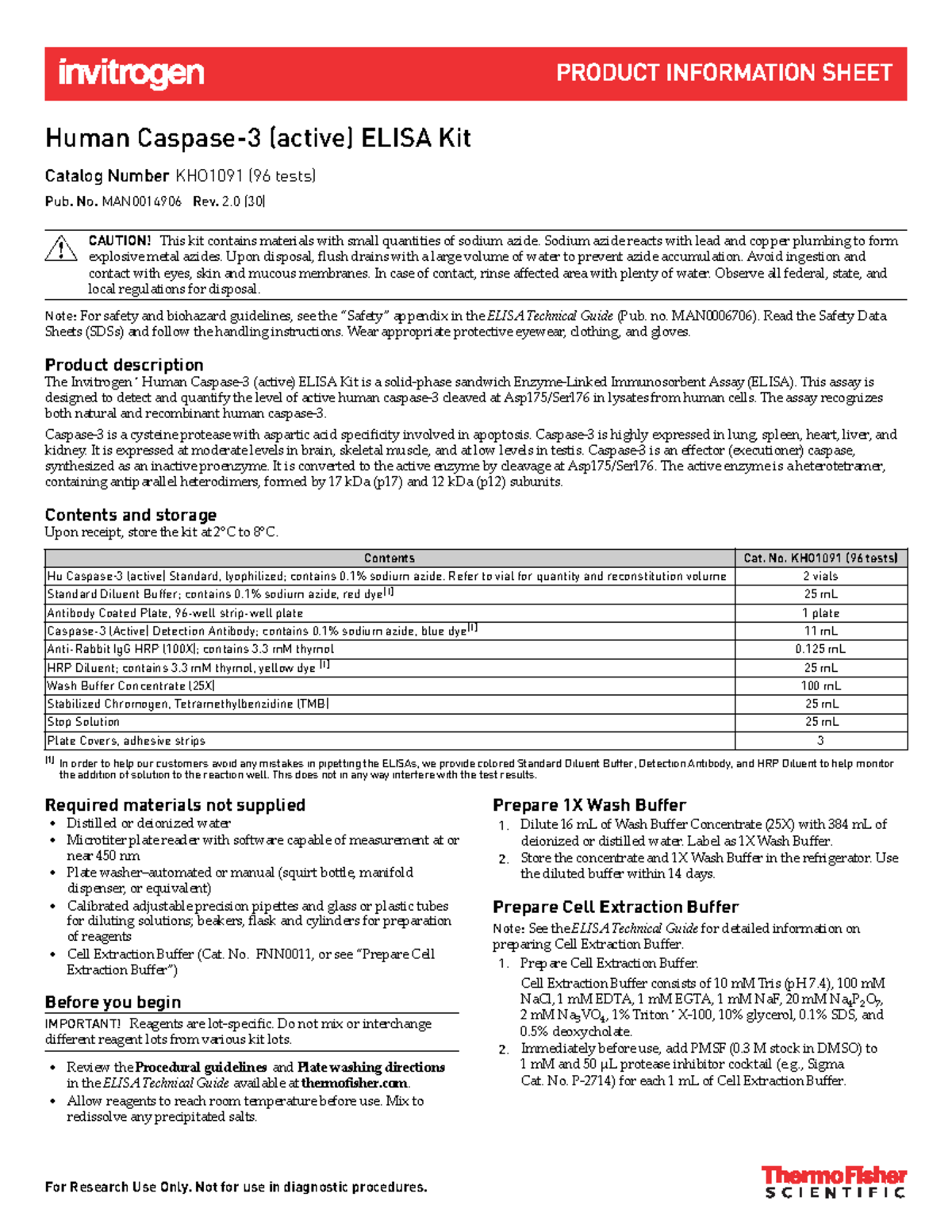 Hu Casp 3 Elisa PI - nhhhh - Human Caspase-3 (active) ELISA Kit Catalog ...