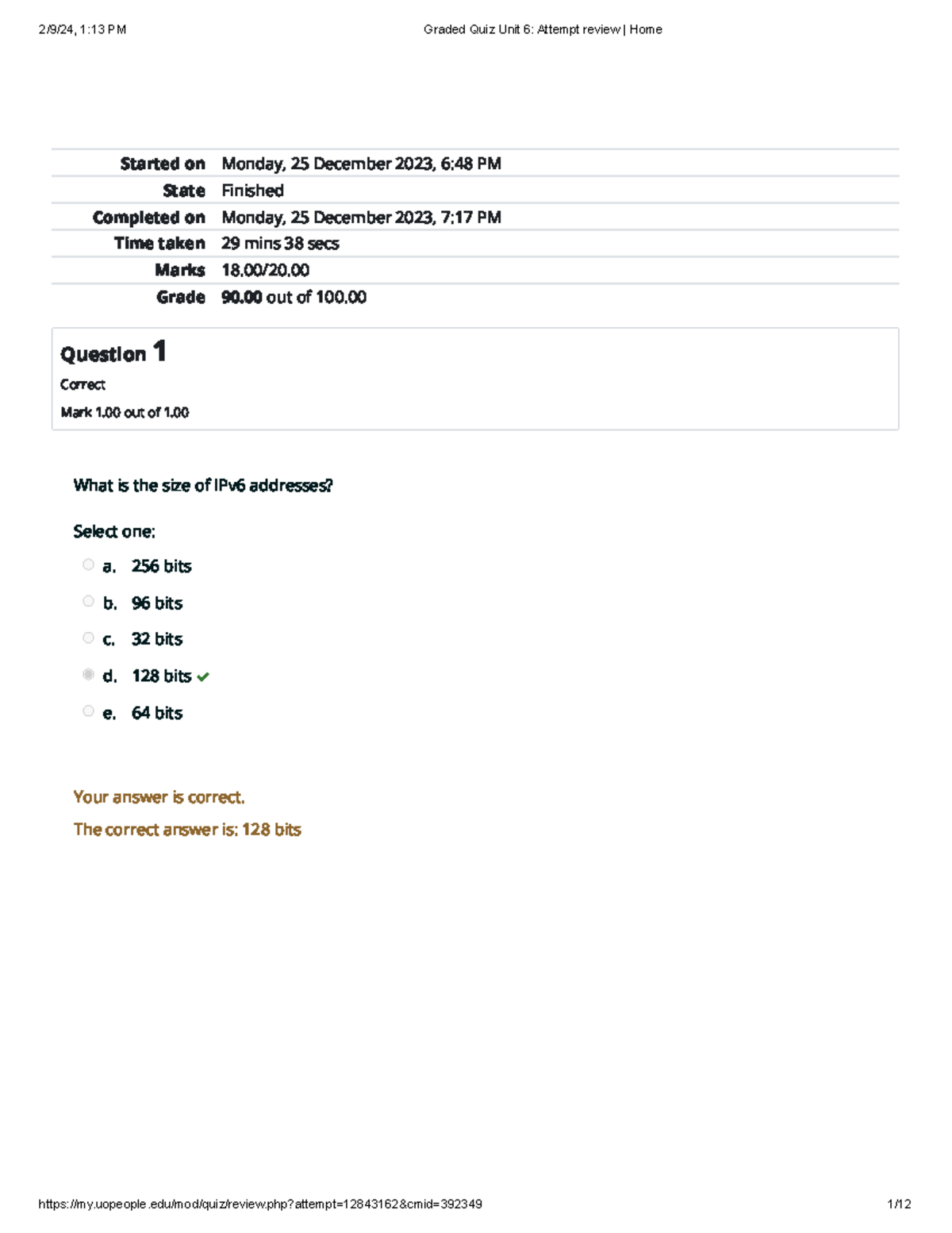Graded Quiz Unit 6 Attempt review Home - Started on Monday, 25 December ...