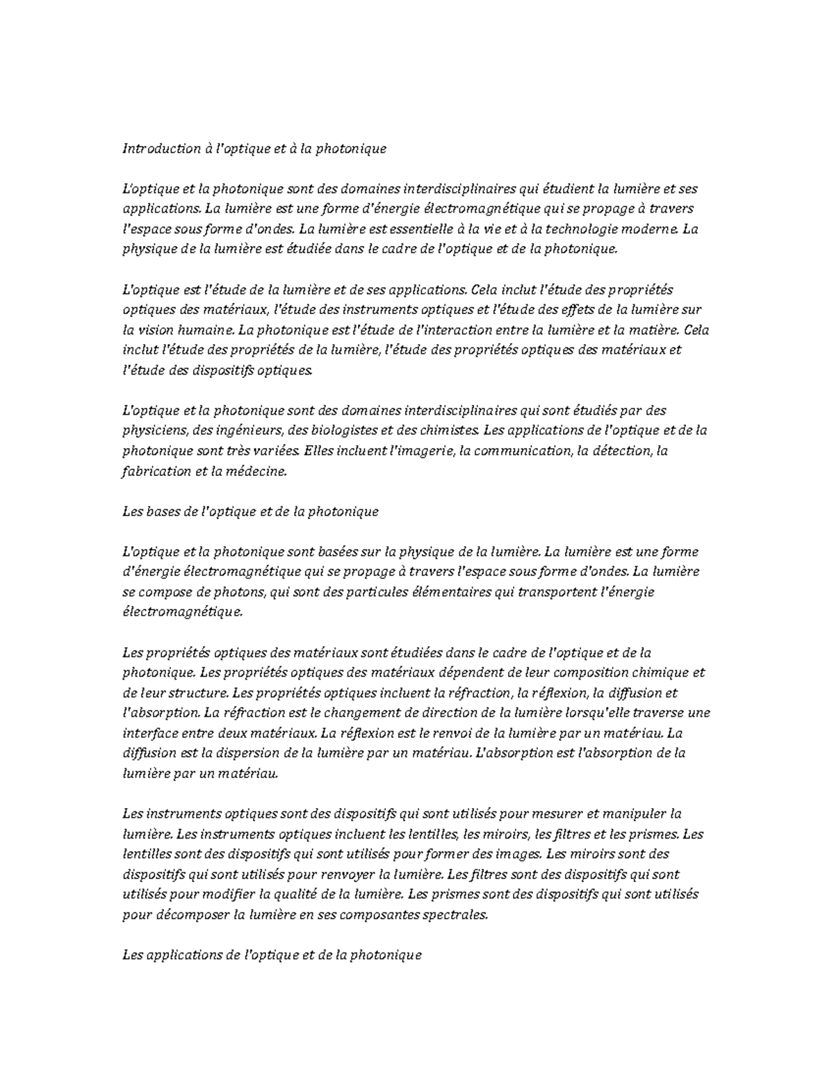 Optics and Photonics Study Notes - Introduction à l'optique et à la ...