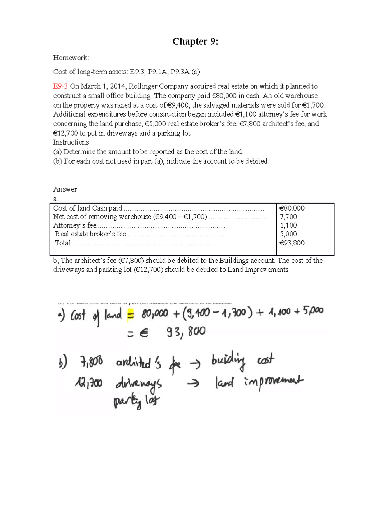 BT POA Tut 9 week 10 - okkkkkkk - Chapter 9: Homework: Cost of long ...