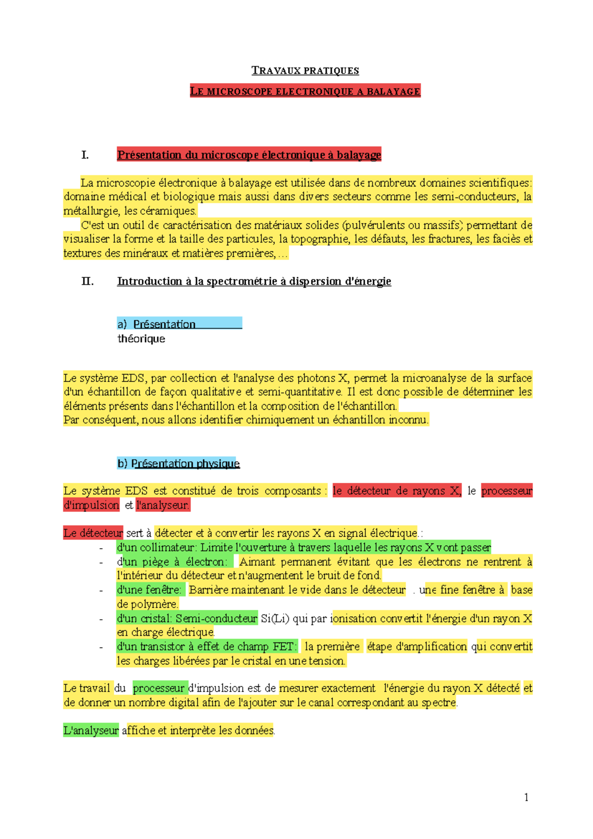 TP-Master-1 - TRAVAUX PRATIQUES LE MICROSCOPE ELECTRONIQUE A BALAYAGE I ...
