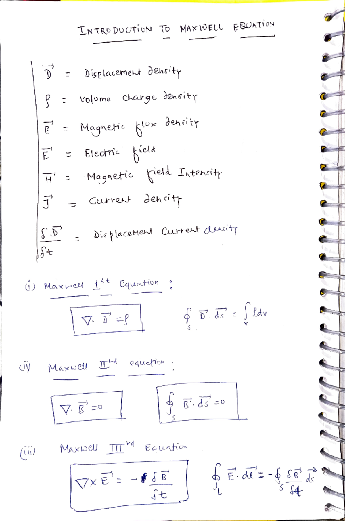 Maxwell eqn - EE BRANCH - INTRO DUUTiON TO MAx WEL EUATiON D : H ...