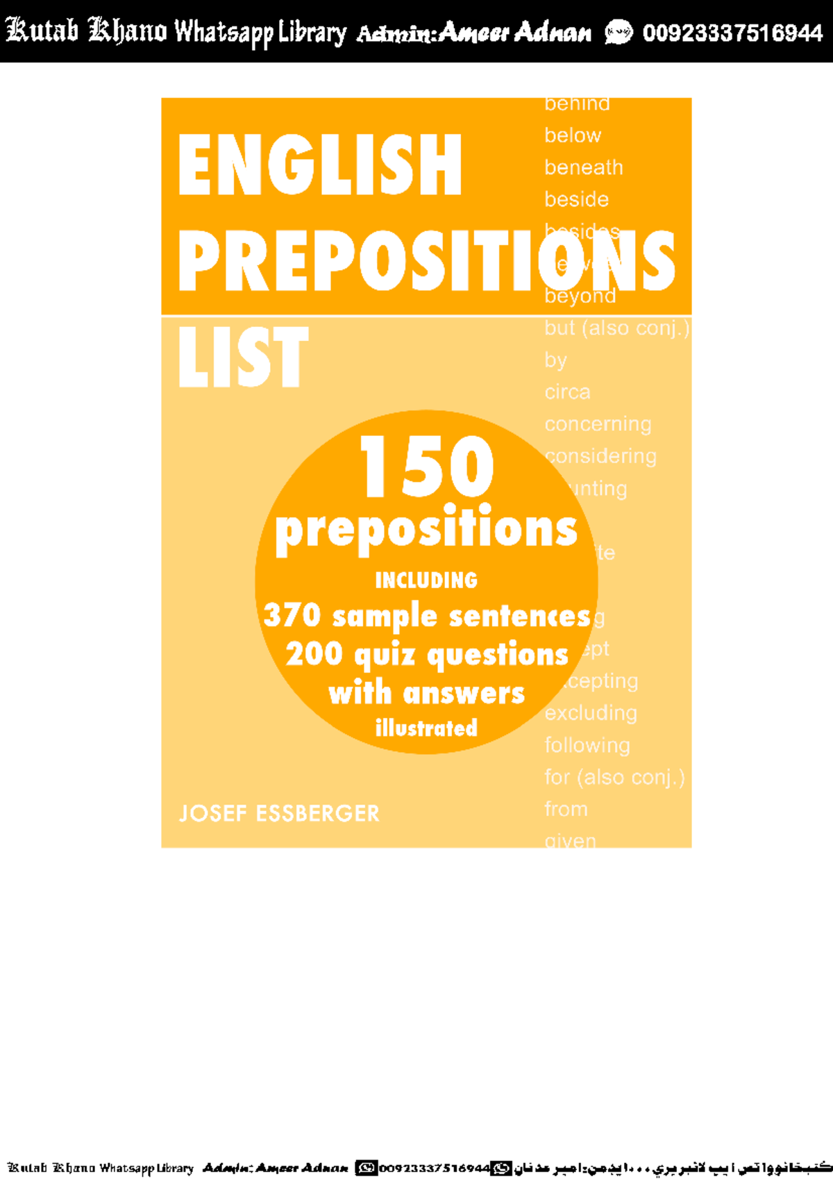English Prepositions List - Printing: this ebook will print out on A4 ...