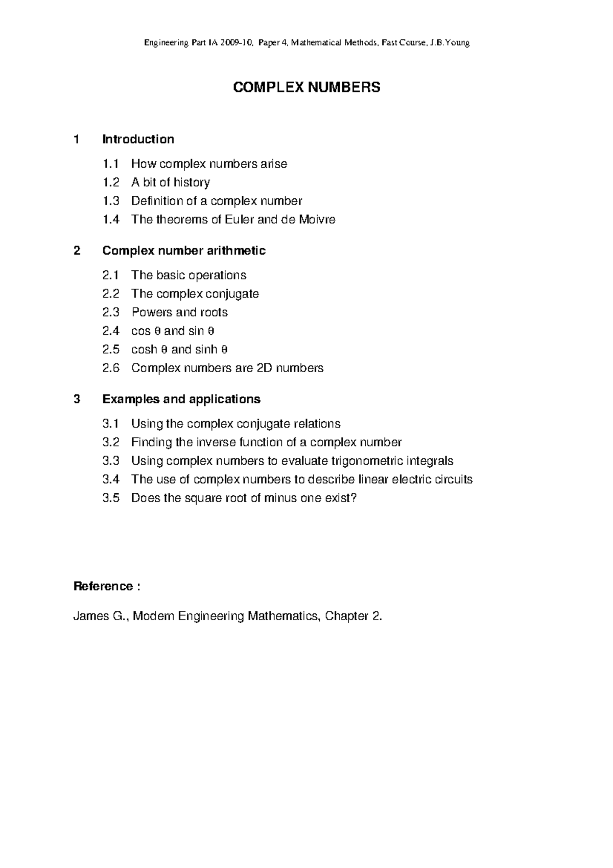 Complex numbers - Summary Linear Algebra and DEs for Engineers ...