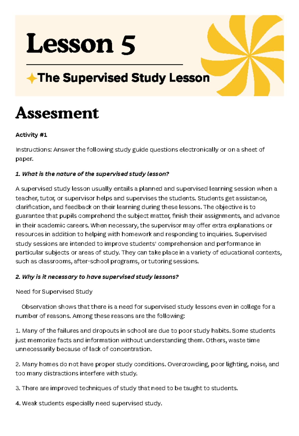Rabanez, Joannie Lesson 5 - Assesment Activity # Instructions: Answer ...
