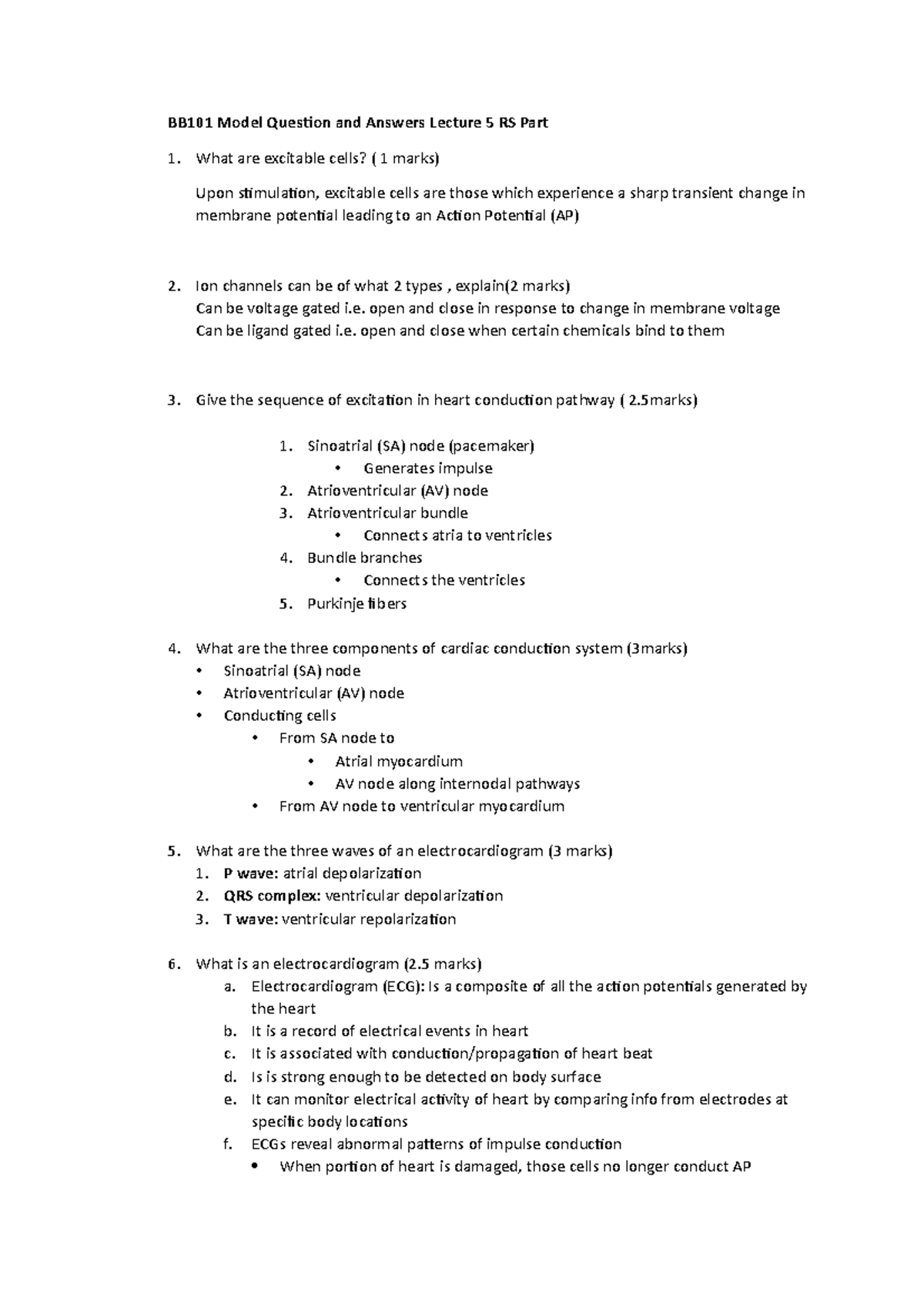 BB101 Model Question and Answers Lecture 5 - open and close in response ...